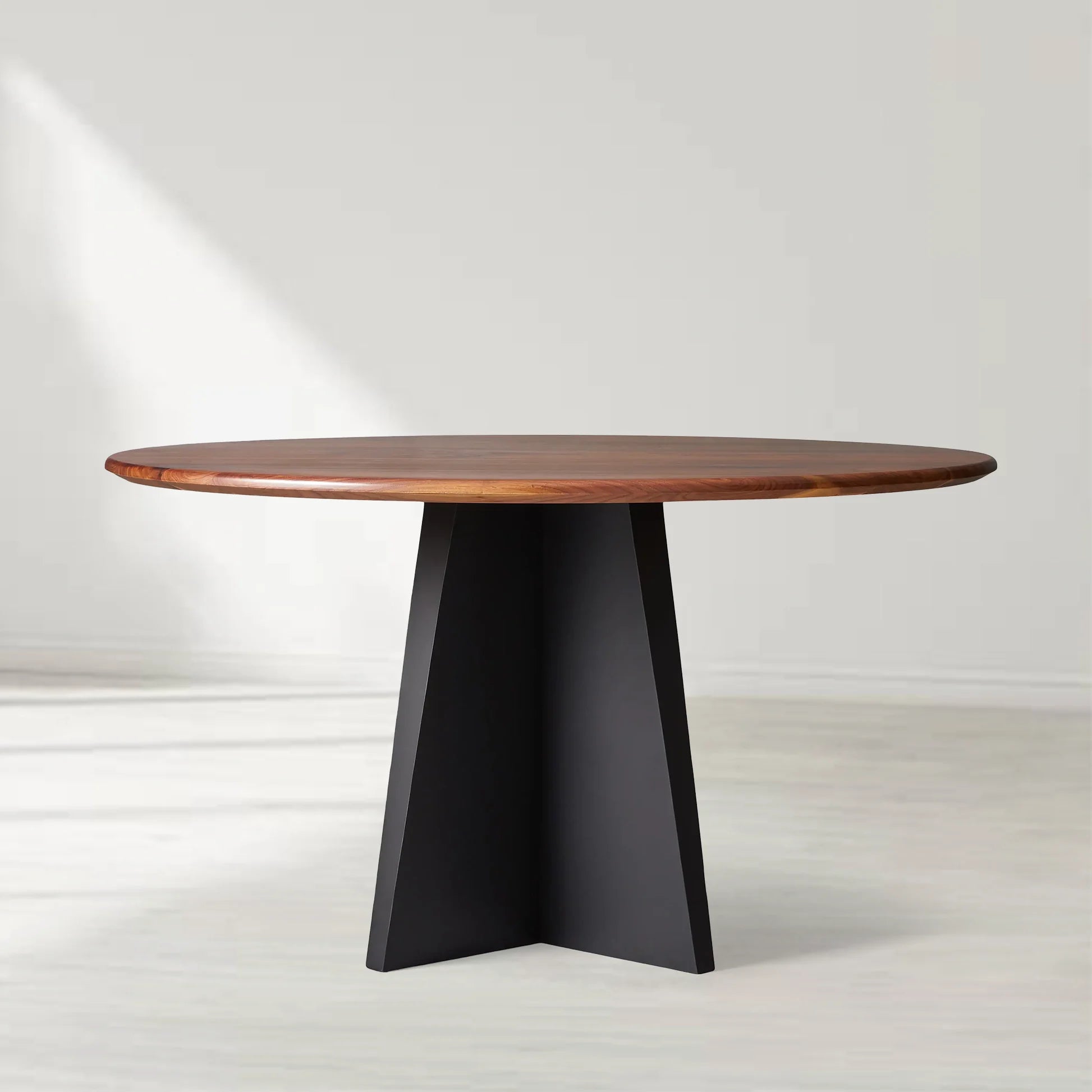 Jacob Round Wood Dining Table with Vertex Base – Paphilly Furniture