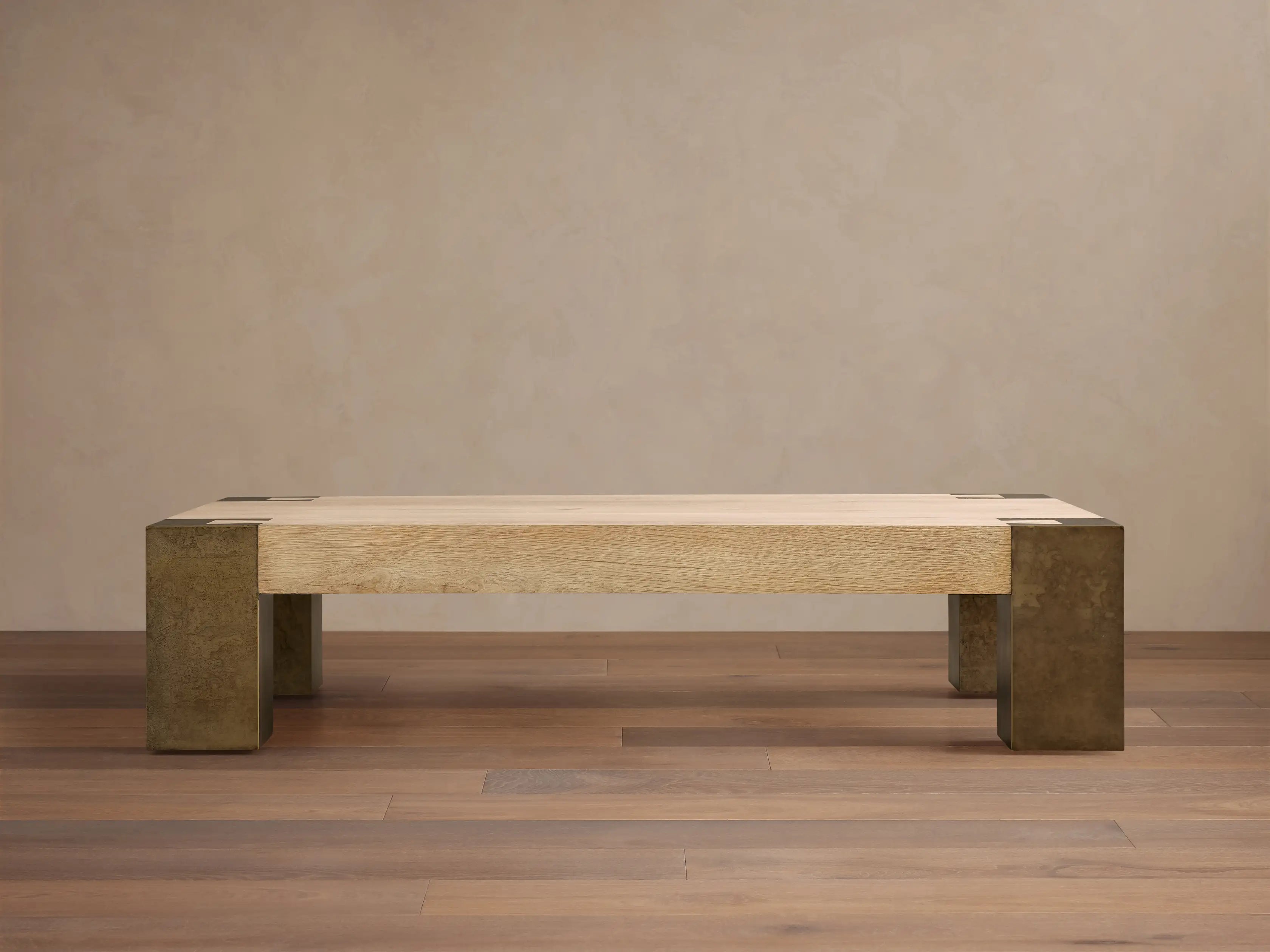 Telluride Oak Coffee Table with Oxidized Steel Legs Rustic Living Room ...